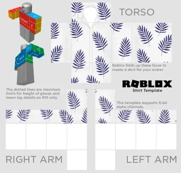 Roblox Leaves Collar Shirt Template by Pixlr to preview and edit.