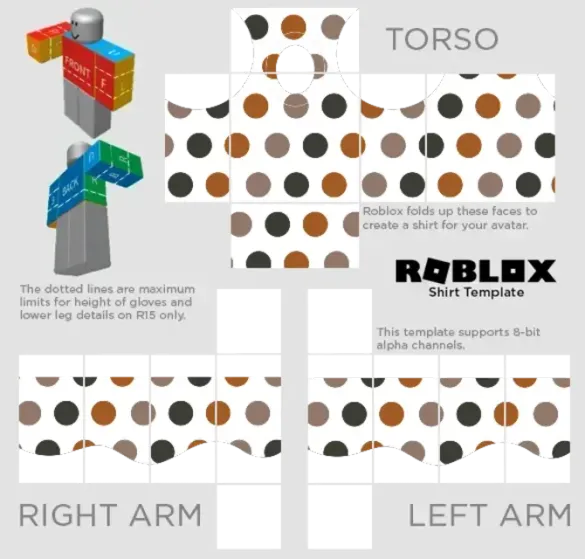 Roblox Round Neck Off-Shoulder Top Blouse Template by Pixlr to preview ...