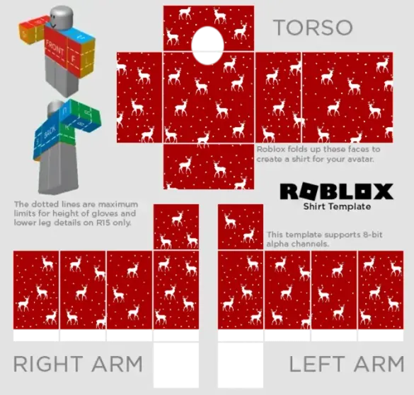 Roblox Red Reindeer Christmas Cloth Template by Pixlr to preview and edit.