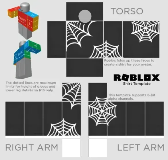 Roblox Spider Web Sweater Template by Pixlr to preview and edit.