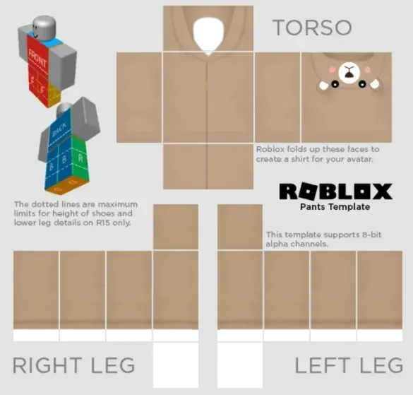 Roblox Bear Onesie Template by Pixlr to preview and edit.