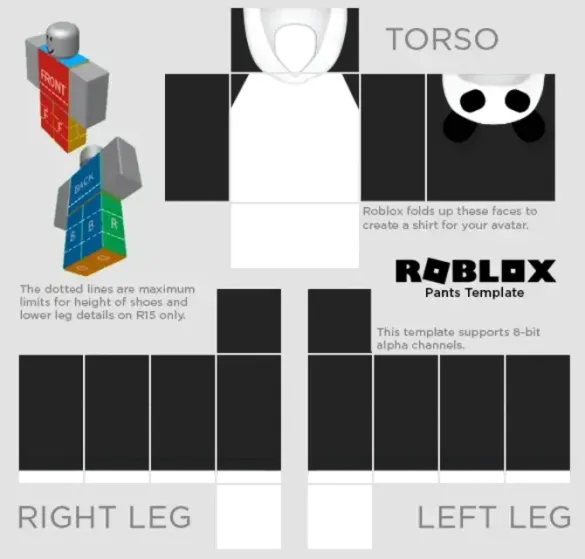 Roblox Panda Onesie Template by Pixlr to preview and edit.