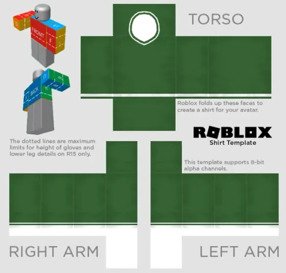 Roblox Green Sweater V Neck Template by Pixlr to preview and edit.