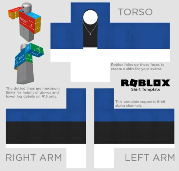 Roblox Blue Shirt With Long Sleeve Template by Pixlr to preview and edit.