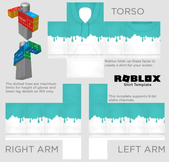 Roblox Turquoise Hoodie Template by Pixlr to preview and edit.