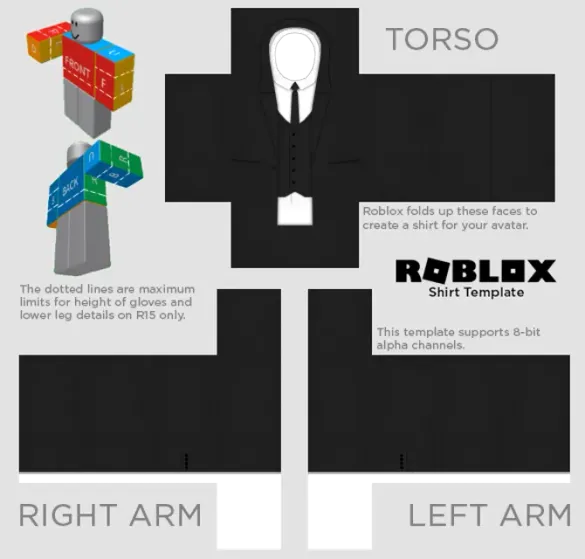 Roblox Black Suit With Vest Template By Pixlr To Preview And Edit.